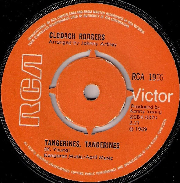 CLODAGH RODGERS - Tangerines Tangerines - Disque vinyle d'occasion 7 ...