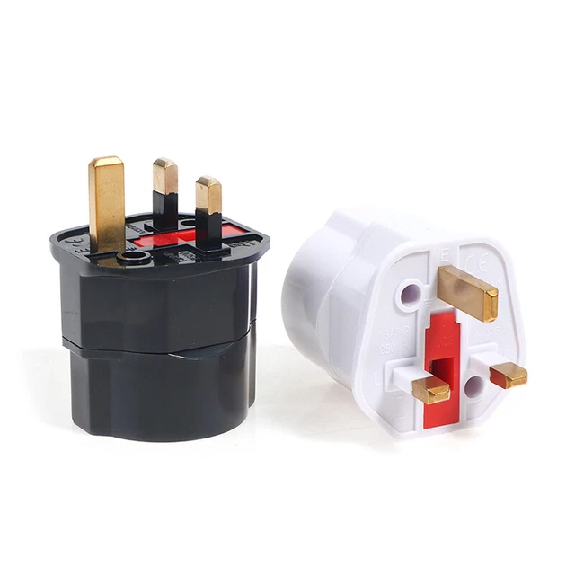 EU EURO 2 Pin To UK 3 Pin Plug AC Universal Adapter Travel Converter ...