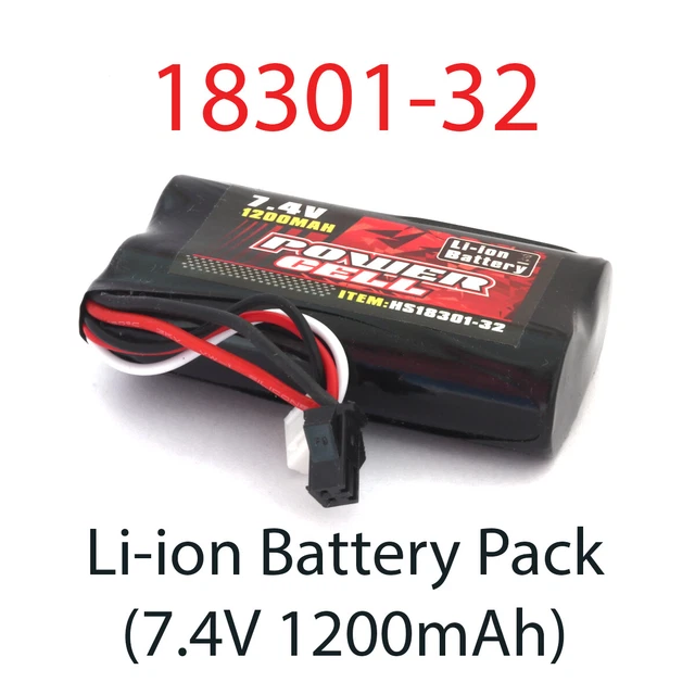 HS 18301-32 LI-ION Battery Pack (7.4V 1200mAh) Part for 1:18 RC Monster ...