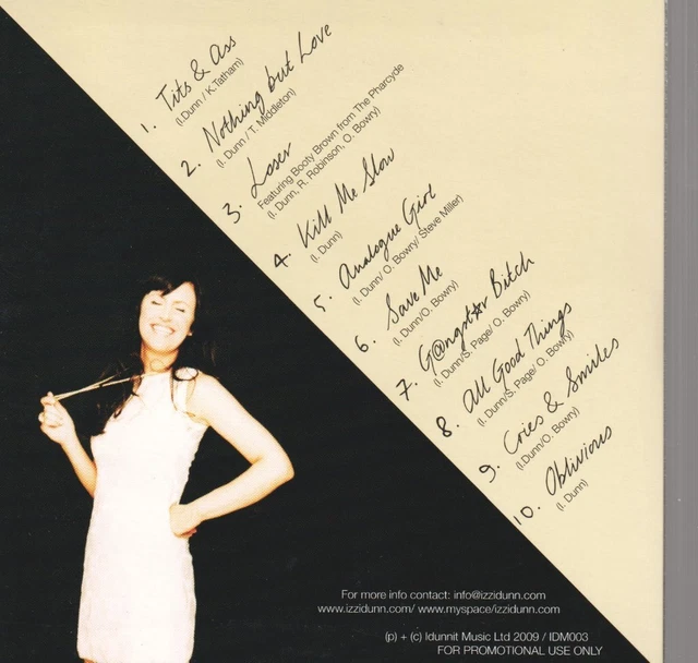 IZZI DUNN CRIES and Smiles CD UK Idunnit 2009 promo in card sleeve ...