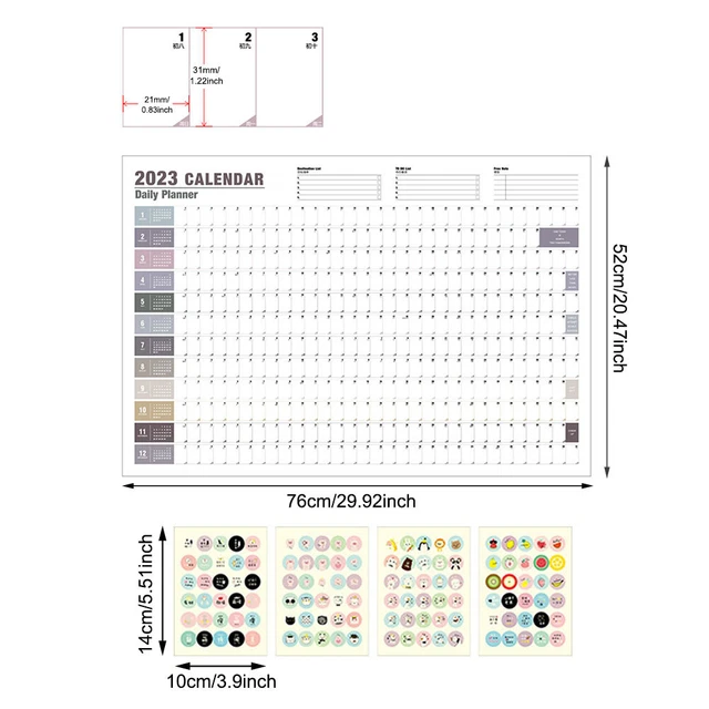 2023 WALL PLANNER Year Calendar Tape Laminated With Label Sticker £13. ...