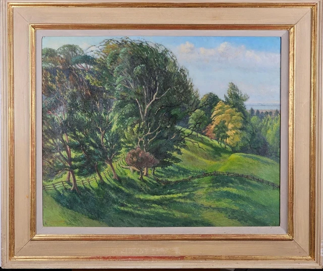 HENRY CLARENCE-WHAITE OIL Painting 1948 A Tree-Lined Field Ascribed ...
