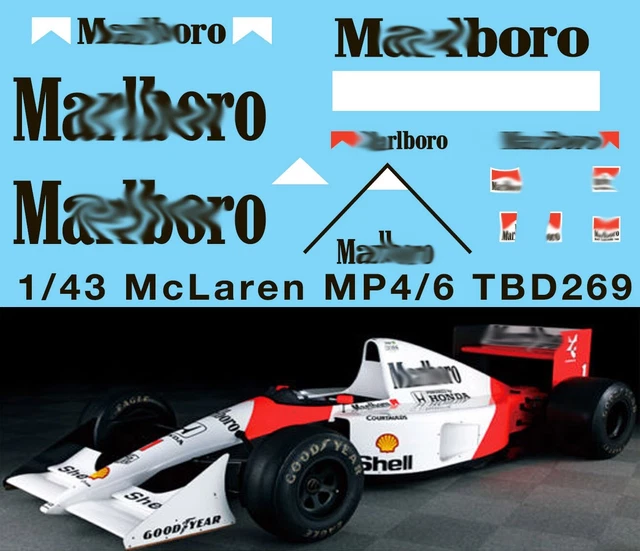 1/43 MCLAREN HONDA MP4/6 Ayrton Senna G.Berger 1991 Decals TB Decal ...