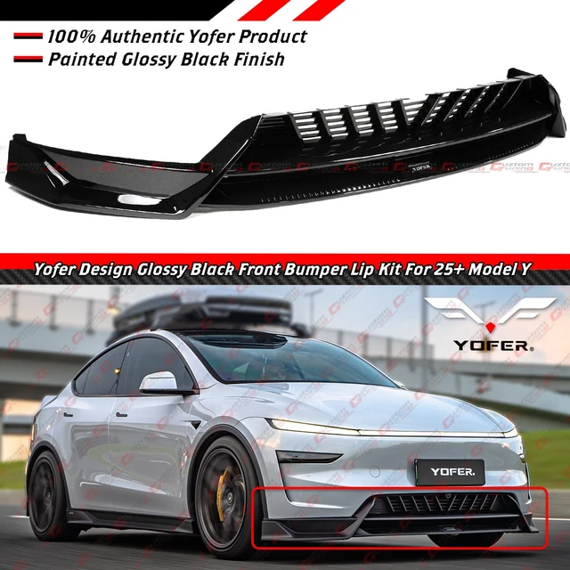 FOR 2025-2026 TESLA Model Y Juniper Gloss Black Front Bumper Lip Kit By ...