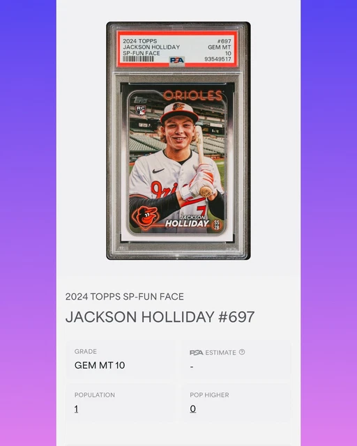 JACKSON HOLLIDAY 2024 Topps Series 2 SP Fun Face PSA 10 POP 1 EUR 476 ...