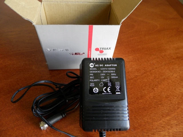 TRIAX POWER SUPPLY 12vDC/500MA with F connectors part No 305289 £14.99 ...