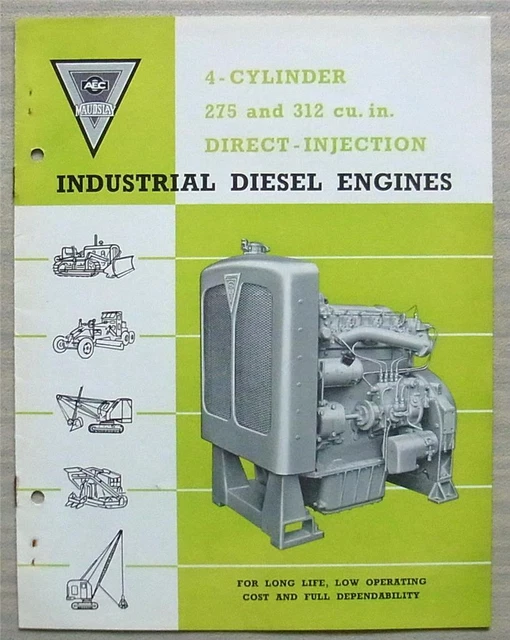AEC MAUDSLAY INDUSTRIAL DIESEL ENGINES Sales Brochure July 1957 #569.7. ...