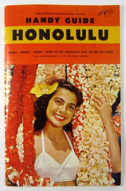 VINTAGE HONOLULU HAWAII Tourist Guide Map History Culture Festivals ...