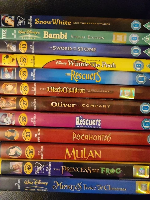 12 DISNEY ANIMATED Classics DVD collection, Snow White, Bsmbi, Mulan ...
