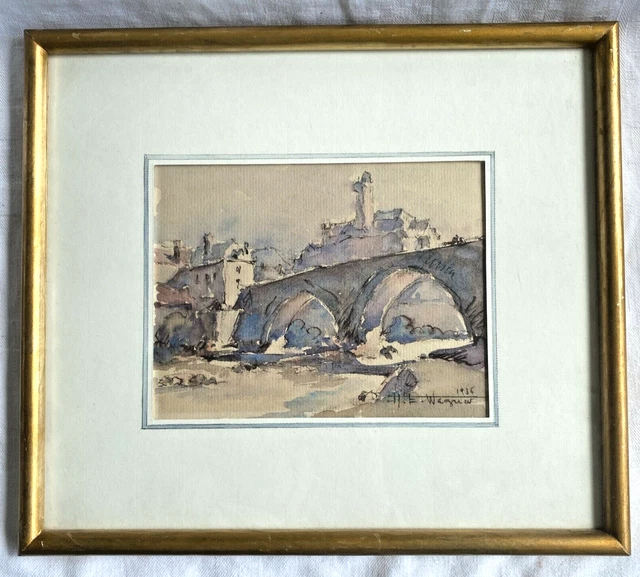 LE PONT ET CHATEAU D'ESTAING Aquarelle de 1936 Signée EUR 30,00 - PicClick FR
