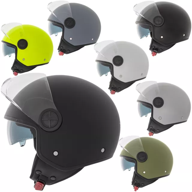 CASQUE JET MOTO Scooter ECE 22 06 Approuvé Pare-Soleil Double Visière ...