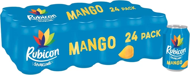 RUBICON 24 PACK Sparkling Mango Flavoured Fizzy Drink 330ml - 24 Cans ...