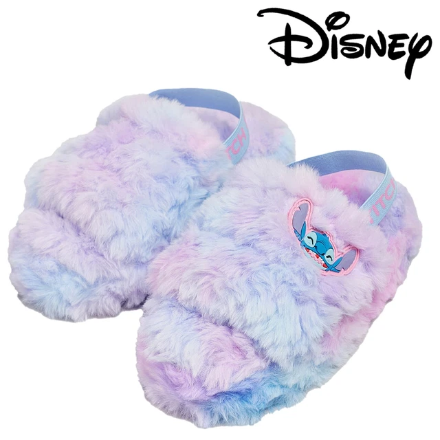 DISNEY LILO & Stitch Slippers Girls Childrens Slip On Sling Back Fluffy ...