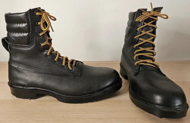VINTAGE REDBACK BLACK Steel Toe Leather Combat Boots Size US 12.5 ...