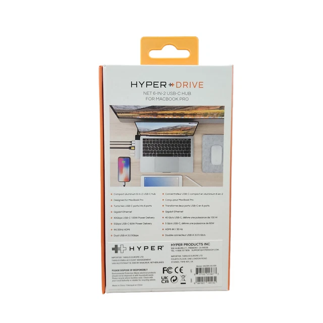 HYPERDRIVE NET 6-IN-2 USB-C Hub Adapter MacBook Pro Air HDMI 100W PD ...
