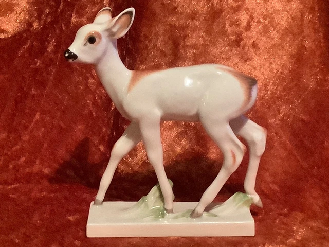 SELTEN FIGUR REH Rehkitz Meissen Porzellan Willi Münch-Khe farbig 1 ...