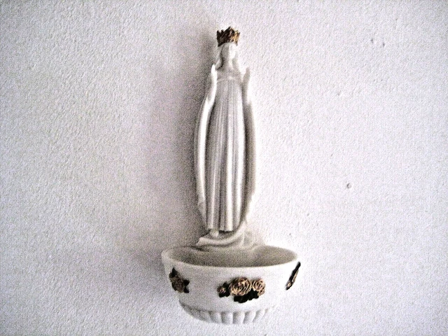 7 INCH ITALIAN Veronese Porcelain Our Lady of Knock Holy Water font ...