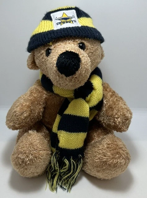 NRL COWBOYS LEAGUE Team Plush Teddy Bear with Beanie & Matching Scarf ...