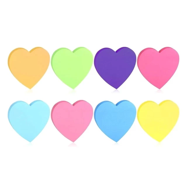 240 SHEETS HEART Shape Notepads Fluorescent Color Adhesive Note Paper ...