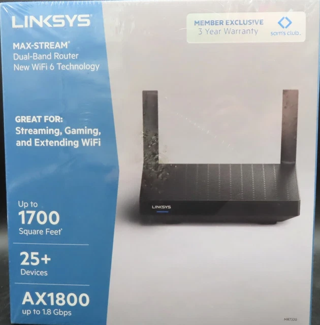 LINKSYS MAX-STREAM DUAL-BAND Router, WiFi 6, AX1800 (MR7320) $54.98 ...