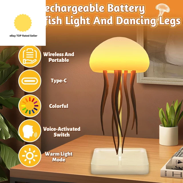 JELLYFISH LAMP, LED Fantasy Jellyfish Light, RGB Gradient Voice Control ...