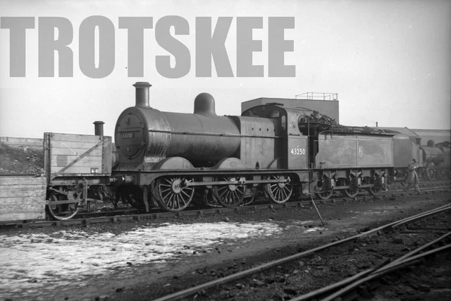 LARGER NEGATIVE BR British Railways Steam Loco 43250 Class 3F Royston ...
