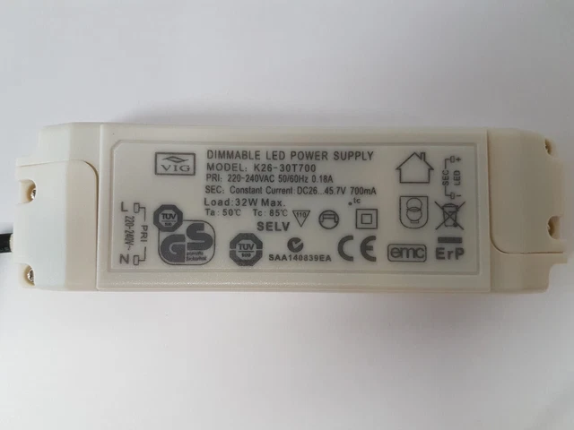 VIG K26-30T700 ERSATZTRAFO Trafo Konverter Treiber DIMMBAR ...