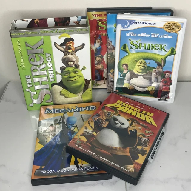 LOT 5 DREAMWORKS DVDs The Shrek Trilogy Kung-Fu Panda MegaMind ...