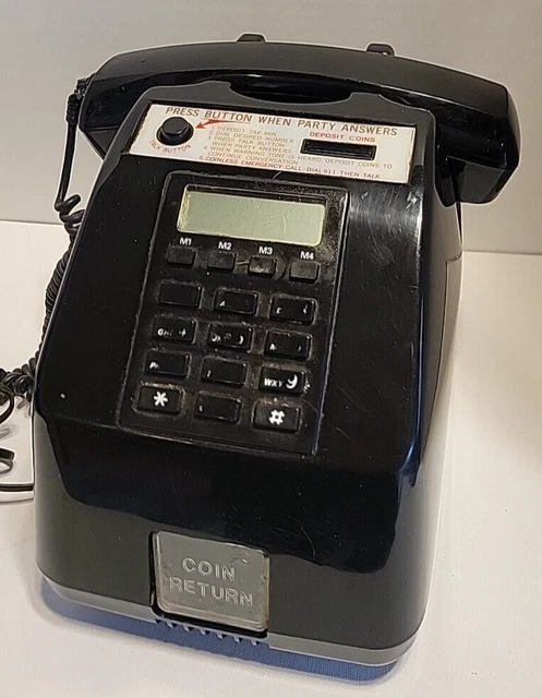 VINTAGE HOTEL LOBBY Coin Operated Push Button Pay Phone Telephone Black ...