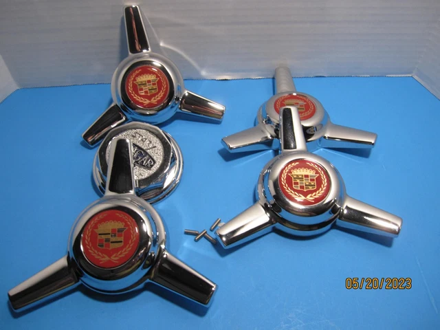4 CRAGAR STAR Wire Custom Caps 3 Bar Spinners Knock Off Wheel Red Cady ...