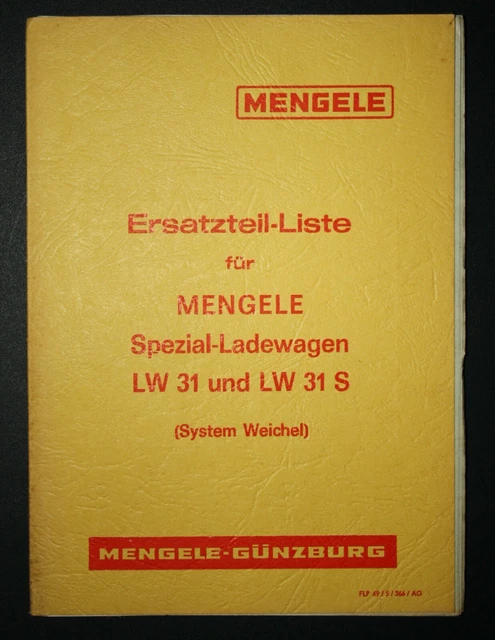 ALTE ERSATZTEILLISTE : Mengele Spezial-Ladewagen LW 31 S - System ...