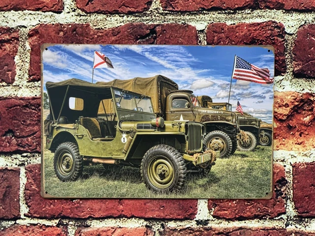 CLASSIC WILLYS JEEP Iconic WW2 Military Army Vehicle Garage Sign Large ...