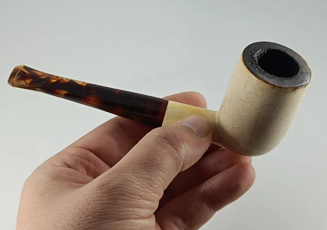 ANCIENNE PIPE EN Écume de Mer avec Tuyau en Acrylique marbré Vintage ...