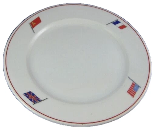 ANTIGÜEDAD SEGUNDA GUERRA Mundial Fuerstenberg Porcelana Bandera Plato ...