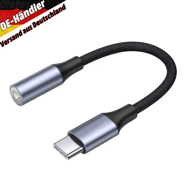 USB TYP C auf zu Aux 3,5mm Klinke Kopfhörer Stereo Audio Adapter Alu ...