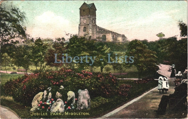 JUBILEE PARK AND St Leonards Church Middleton Manchester 1909 Postcard ...