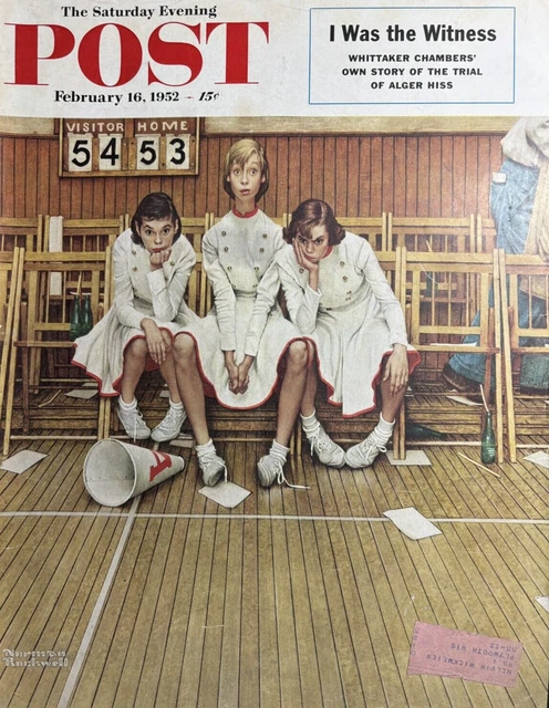 1952 NORMAN ROCKWELL Saturday Evening Post Cheer Leaders Original ...