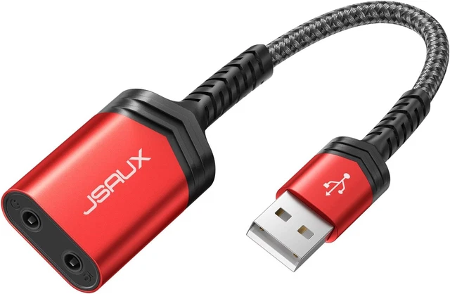 JSAUX USB SOUND Card, USB to 3.5mm Jack Audio Adapter External Stereo ...