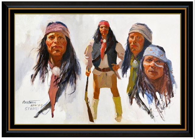 CARL HANTMAN LARGE Oil Painting On Canvas Signed Native American ...
