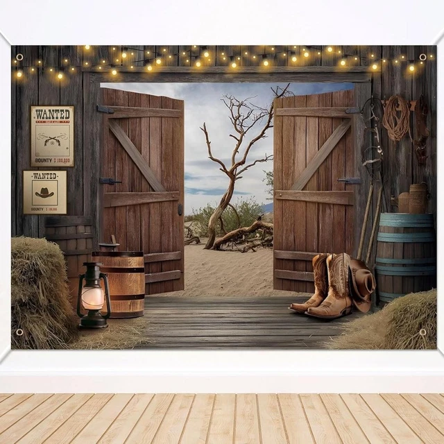 WESTERN PARTY BACKDROP, 7x5 Ft Cowboy Party Decorations Wild West Decor ...
