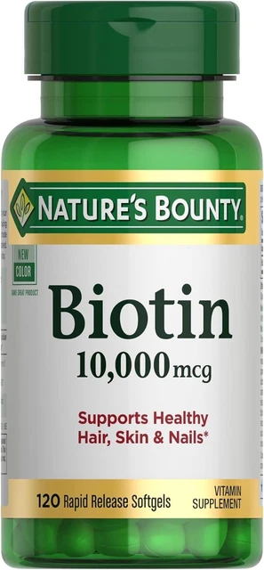 NATURE'S BOUNTY BIOTIN 10,000 mcg Hair Skin & Nails Vitamins 120 ...