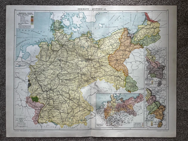 ANTIQUE HISTORICAL MAP of GERMANY TERRITORIES WAR WWI PRUSSIA GERMAN ...