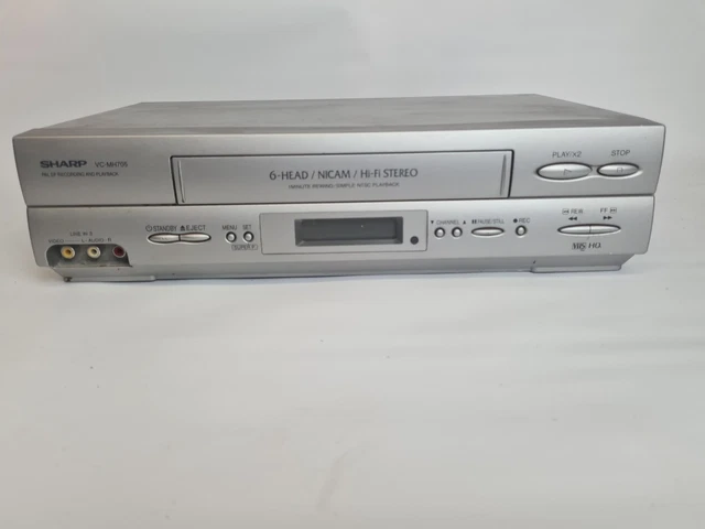 SHARP VC-MH705 VHS Video Cassette Recorder Silver, 6-Head, Nicam, Hi-Fi ...