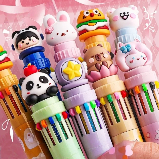 MULTICOLOURED PEN 0.5MM Ballpoint Pen 10/12 Colors Retractable ...