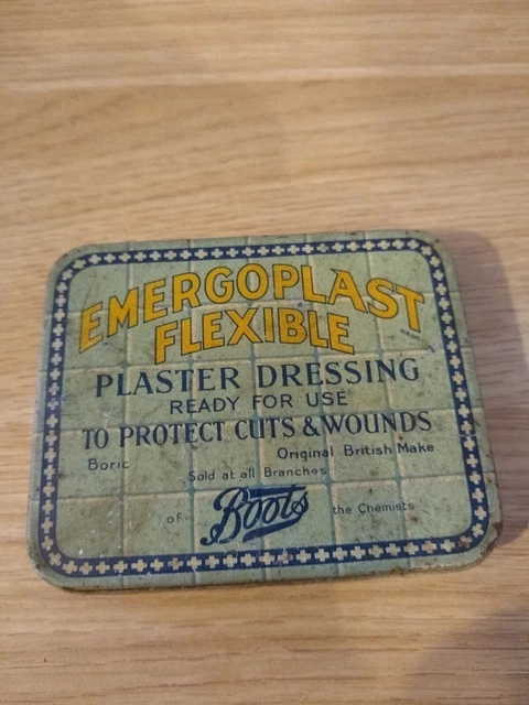 VINTAGE BOOTS EMERGOPLAST flexible plaster dressing tin old. Vgc £9.99 ...