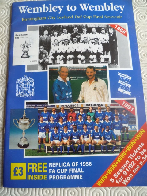 BIRMINGHAM CITY LEYLAND Daf Cup Final Souvenir+replica 1956 Cup Final ...