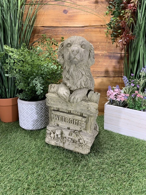 STONE GARDEN LABRADOR Golden Retriever Dog Welcome Sign Ornament £39.70 ...