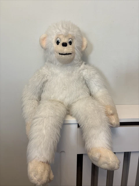 VINTAGE LARGE WHITE Sitting Monkey Ape Gorilla Soft Plush Stuffed Toy ...