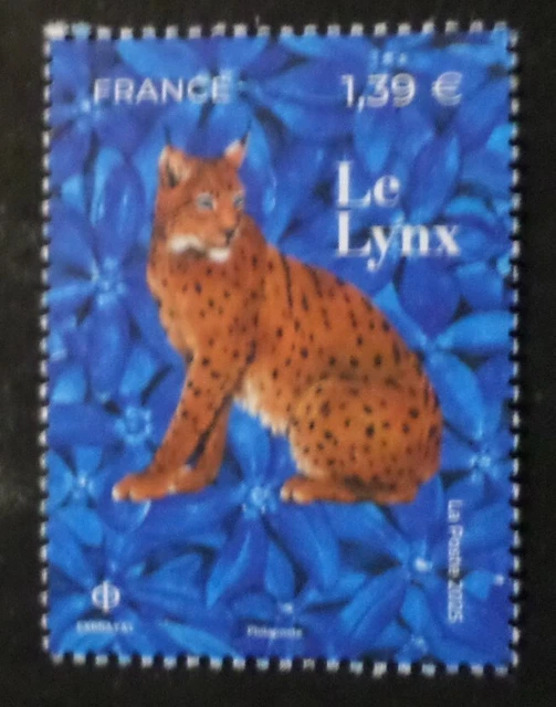 TIMBRE FRANCE 2025 FELINS LE LYNX ANIMAUX SAUVAGES neuf** MNH FAUNE EUR ...