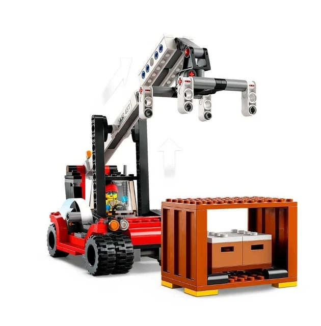 LEGO TRAIN CITY 60336 Crane Lift Reach Stacker Mini Fig Container Cargo ...